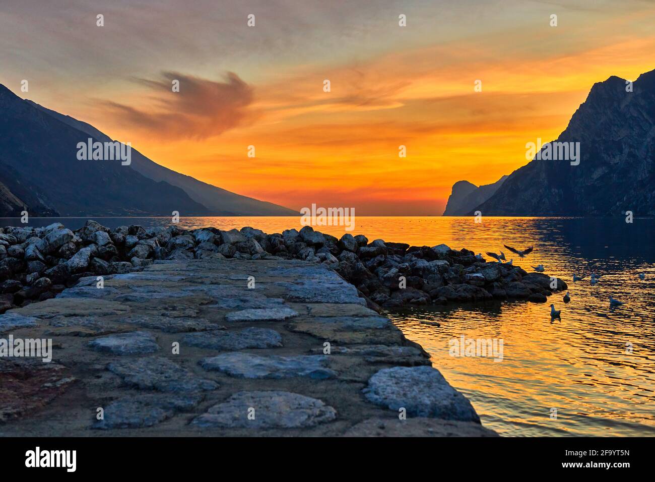 View of the beautiful Lake Garda surrounded by mountains, Scenic view ...