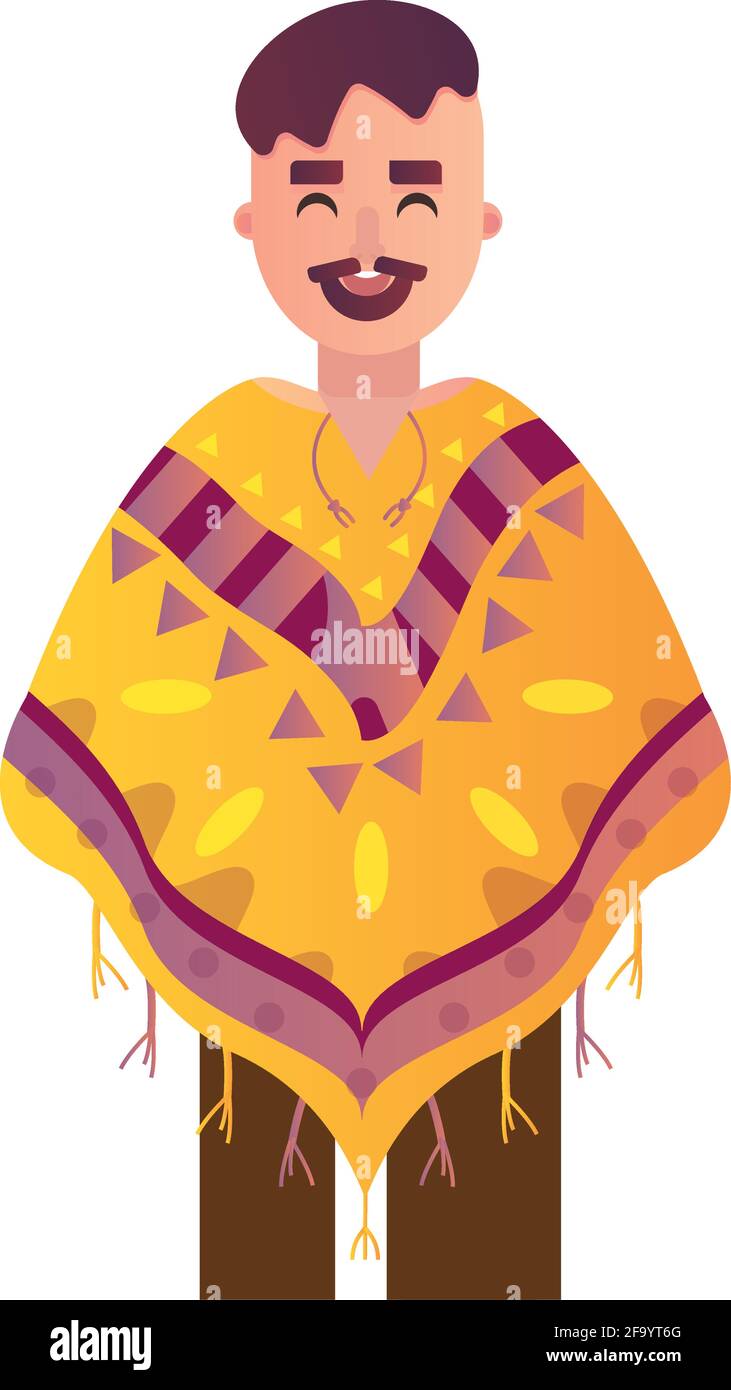 Mexican man with a poncho - Vector illustration Stock Vector Image ...