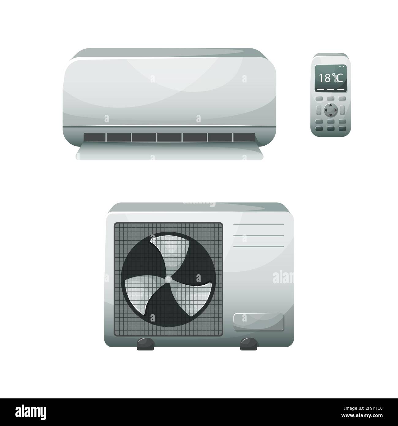 Vector illustration of a household air conditioner. Isolated ...