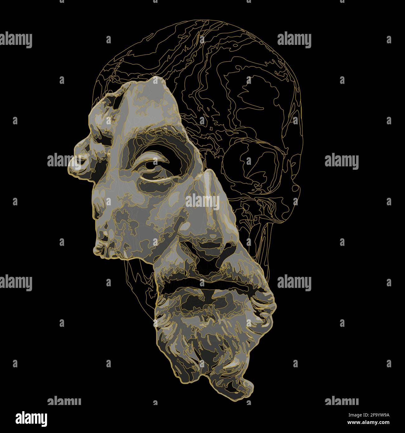 Creative 3d illustration of a man bust on black background Stock Photo ...