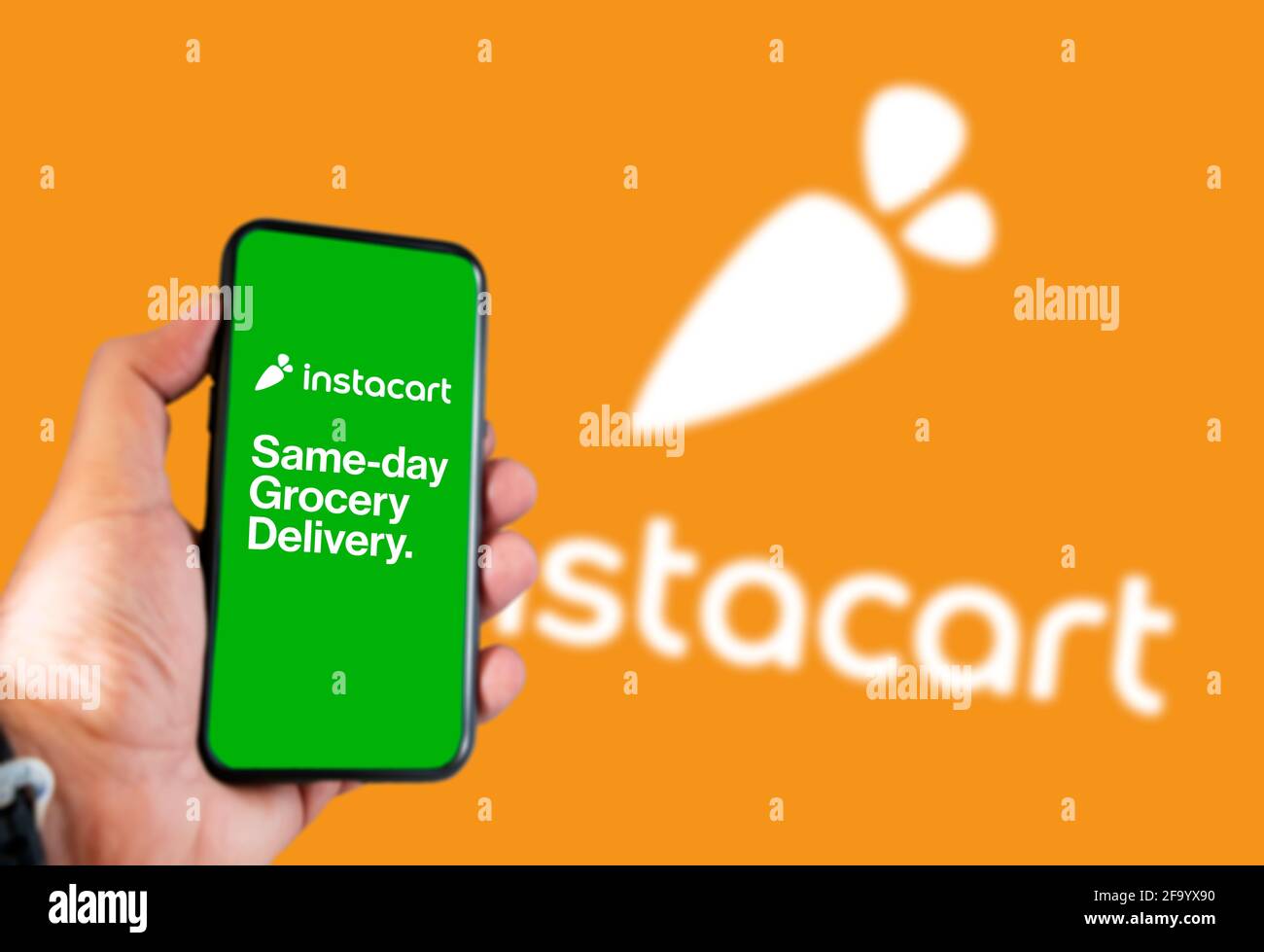 San Francisco, CA, USA, April 2021: The Instacart logo on a phone ...