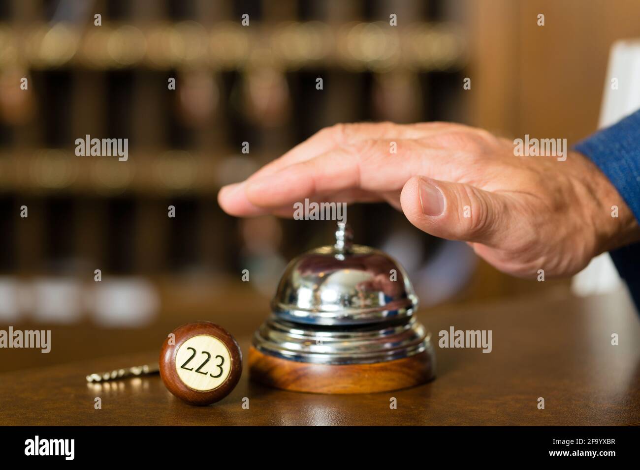 Reception - Hotel bell just before using Stock Photo - Alamy