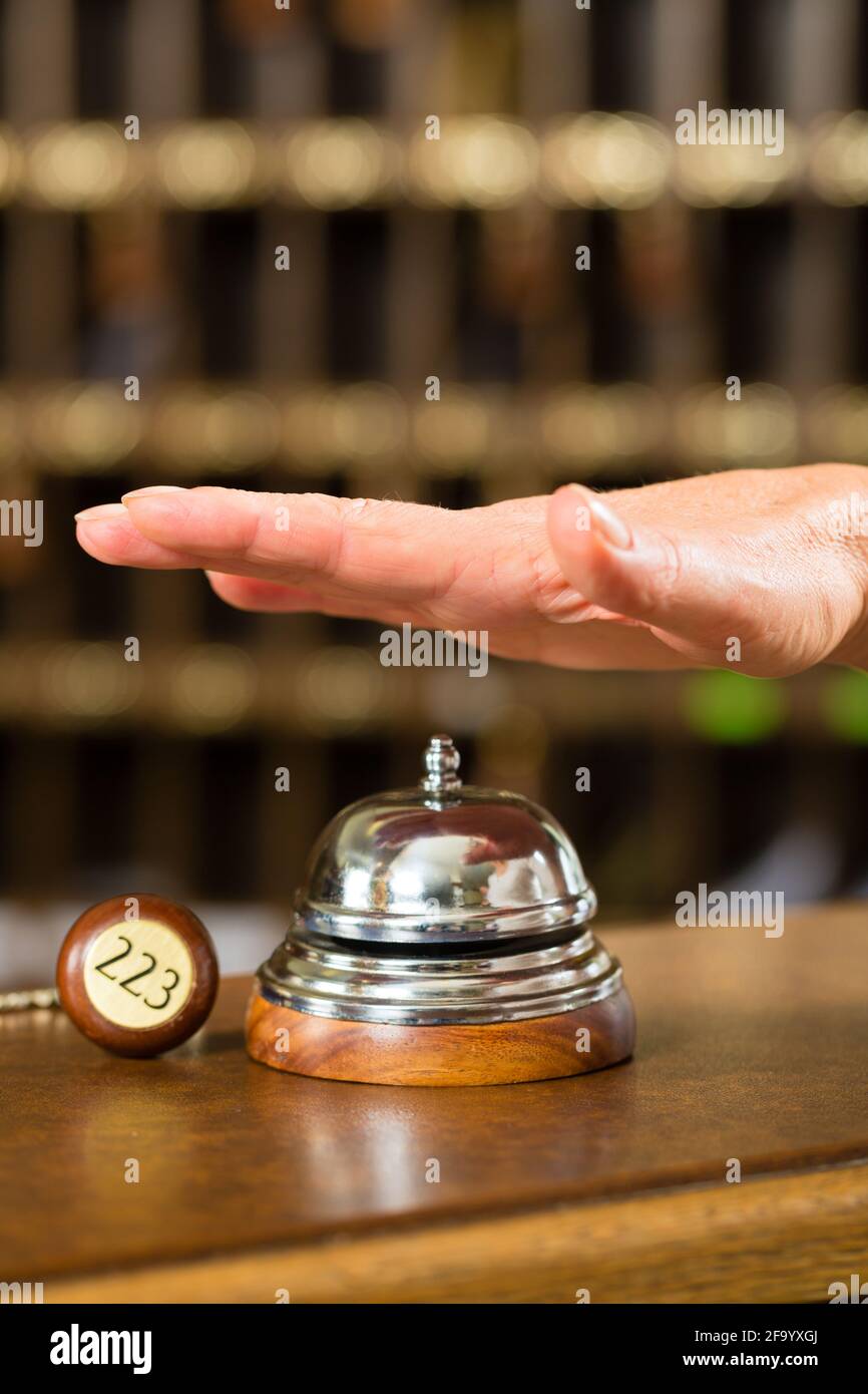 Reception - Hotel bell just before using Stock Photo - Alamy