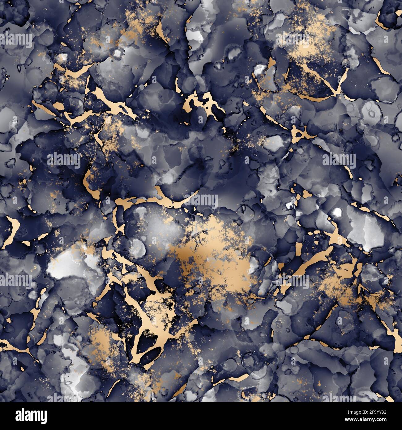 Seamless abstract alcohol ink art with gold leaf overlay Stock Photo ...