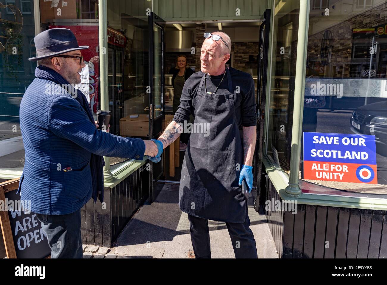 Hawick, Scotland, UK. 21 April 2021. George Galloway , founder of the ...