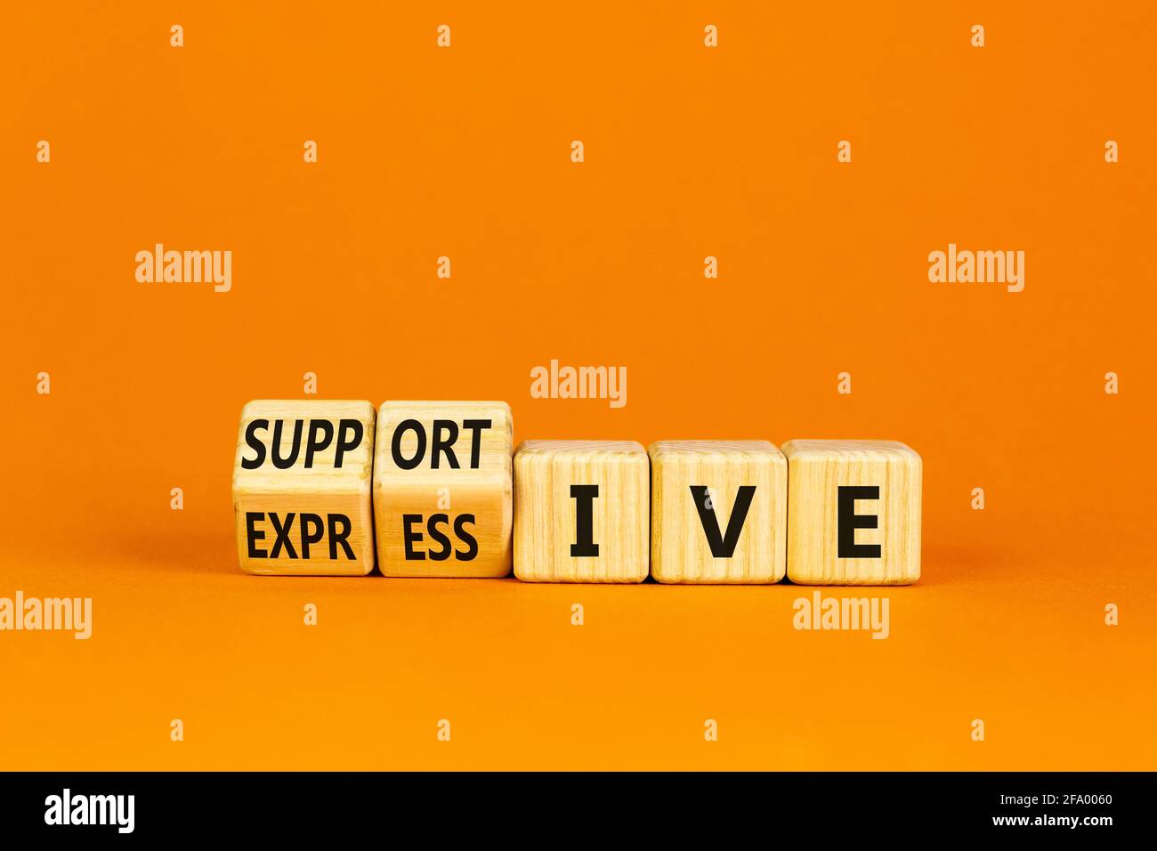 Supportive or expressive symbol. Turned cubes and changed words ...