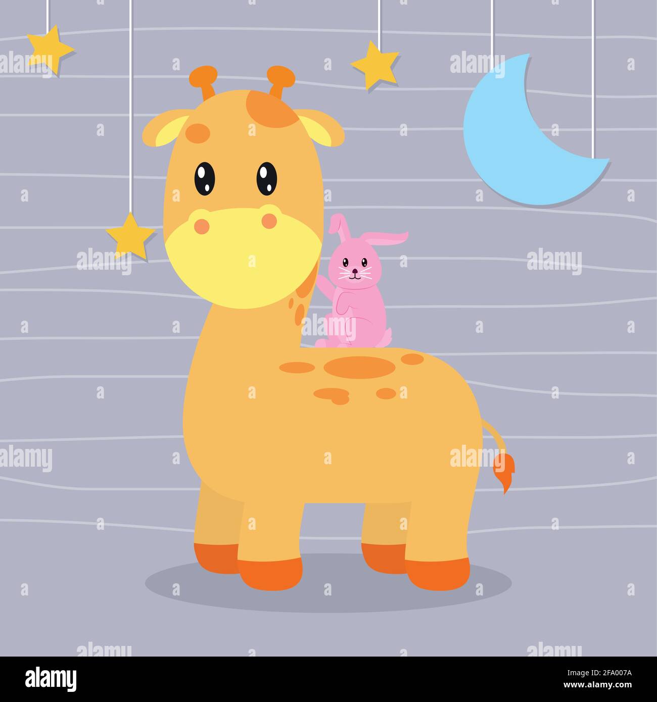 cute giraffe and rabbit illustration Stock Vector Image & Art - Alamy