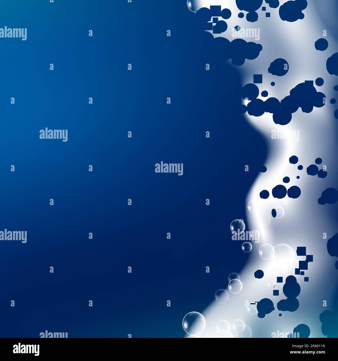 Beautiful blue background with realistic Soap foam with bubbles ...
