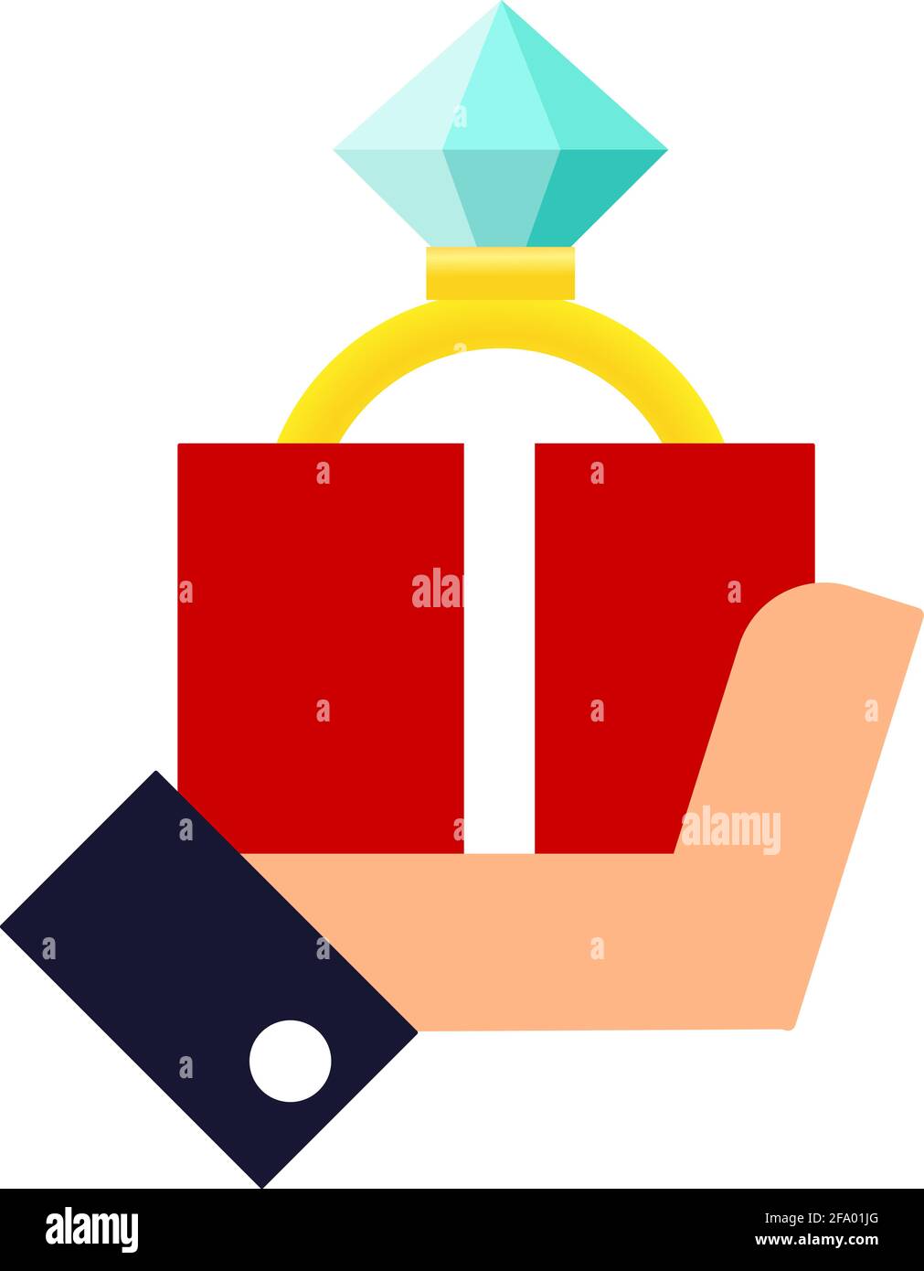 Vector modern flat concept design featuring hand holding proposal ring ...