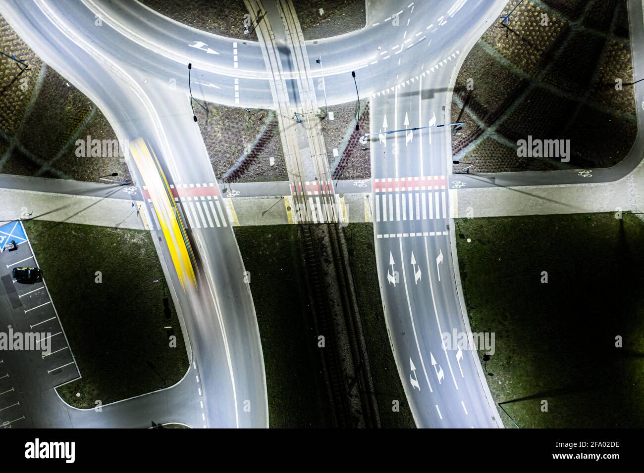 Arial top view of Modern transportation with Expressway, Road and ...