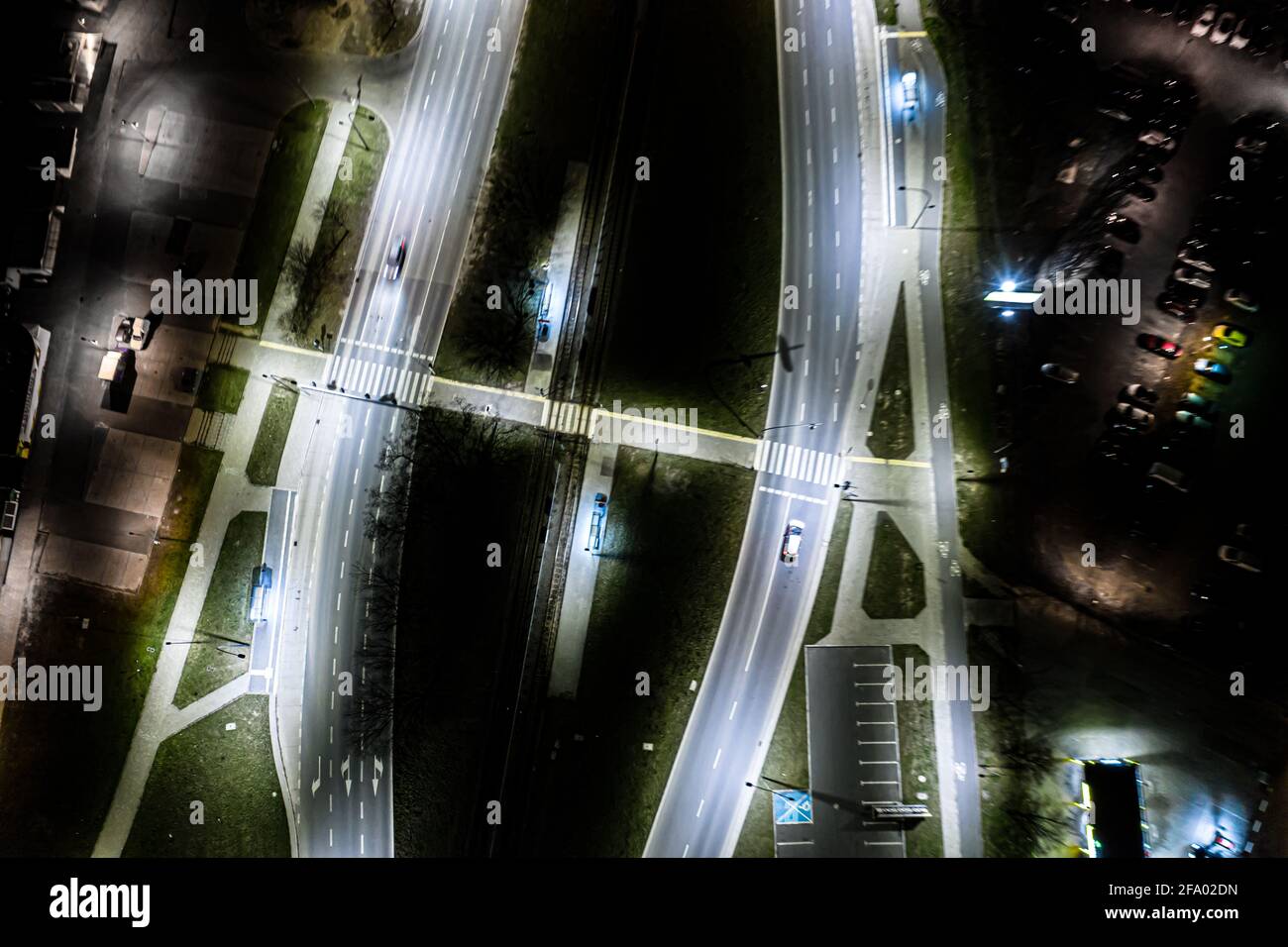 Arial top view of Modern transportation with Expressway, Road and ...