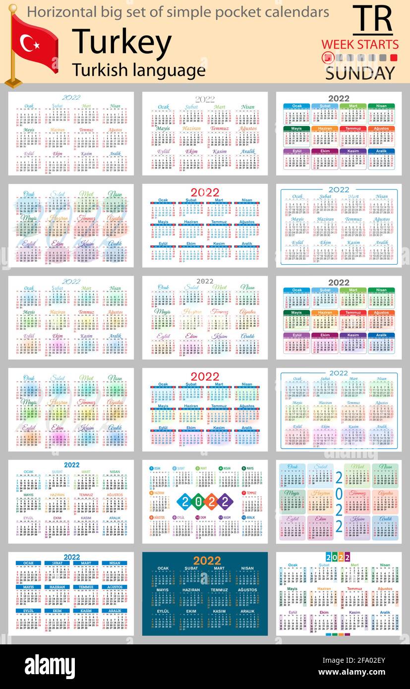 Turkish horizontal Big set of pocket calendars for 2022 (two thousand ...