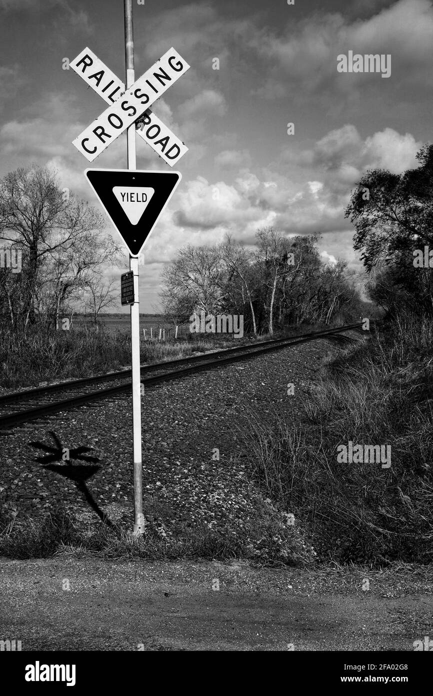 Railroad Crossing Sign Black And White