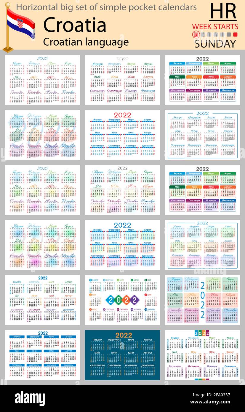 Croatian horizontal Big set of pocket calendars for 2022 (two thousand ...