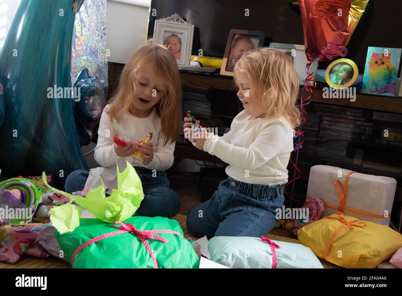 4 yr old birthday at home during isolation, UK Stock Photo - Alamy