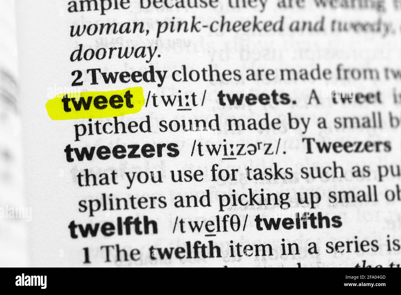 Highlighted word tweet concept and meaning Stock Photo - Alamy