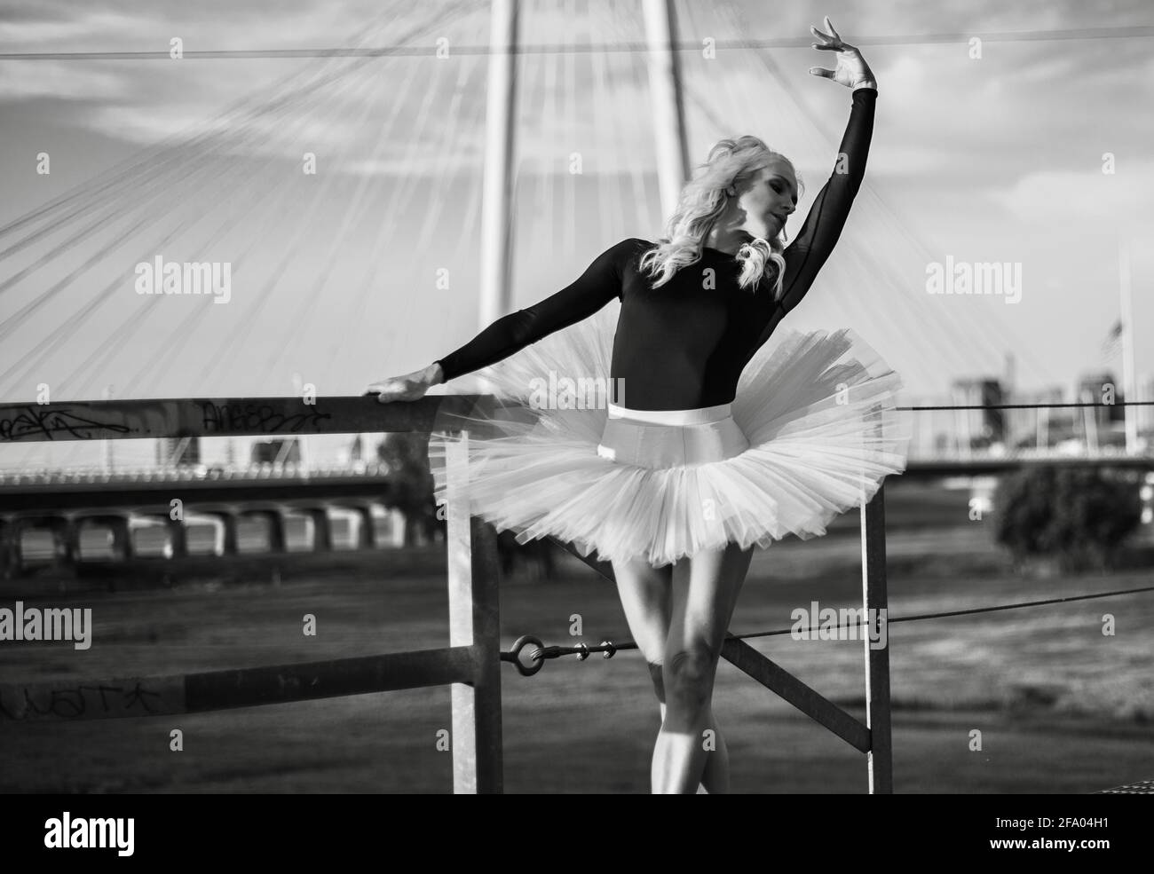 Ballerina on the Train Tracks Stock Photo - Alamy