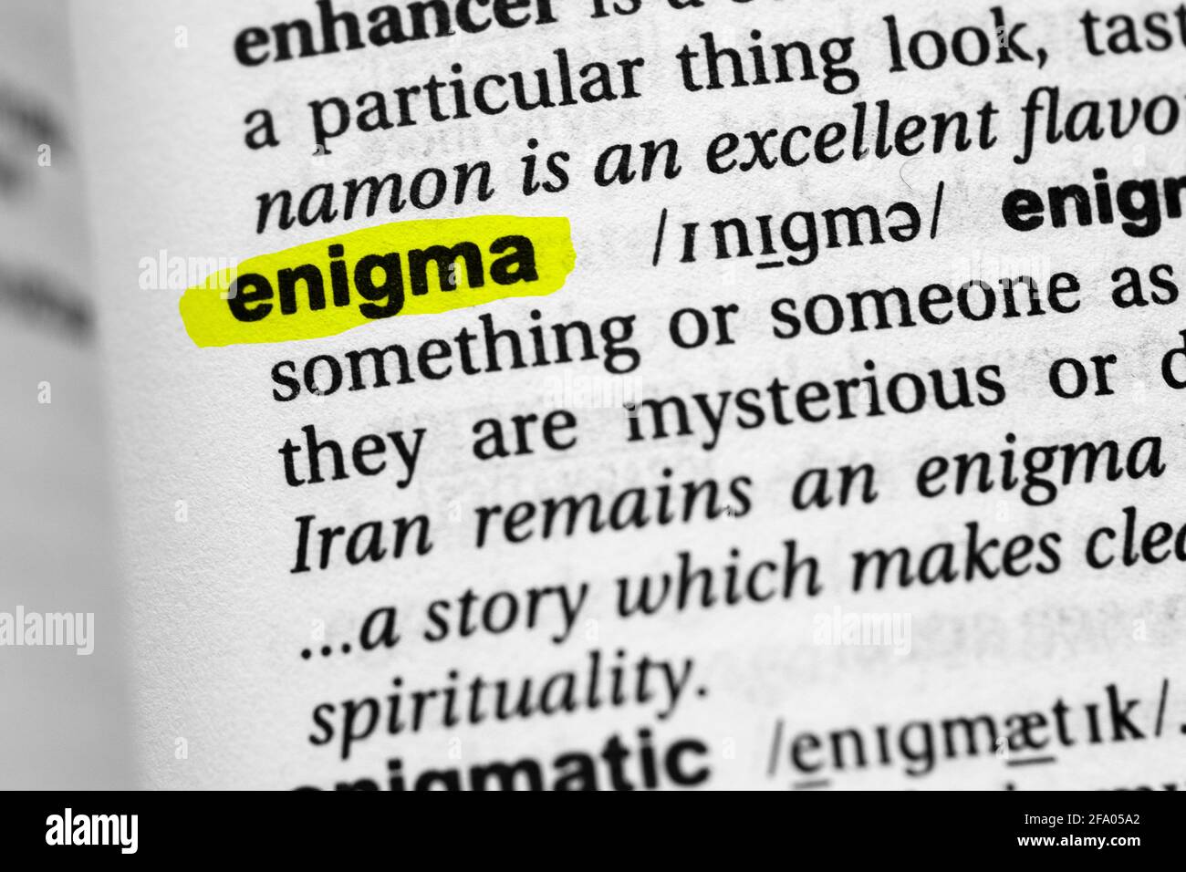 Highlighted word enigma concept and meaning Stock Photo - Alamy