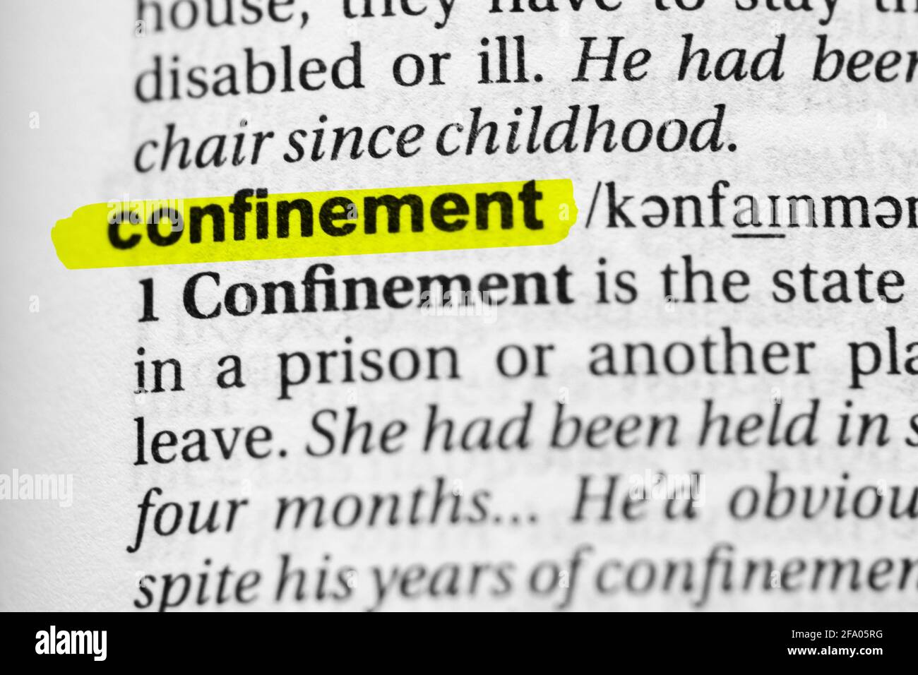 Highlighted word confinement concept and meaning Stock Photo - Alamy
