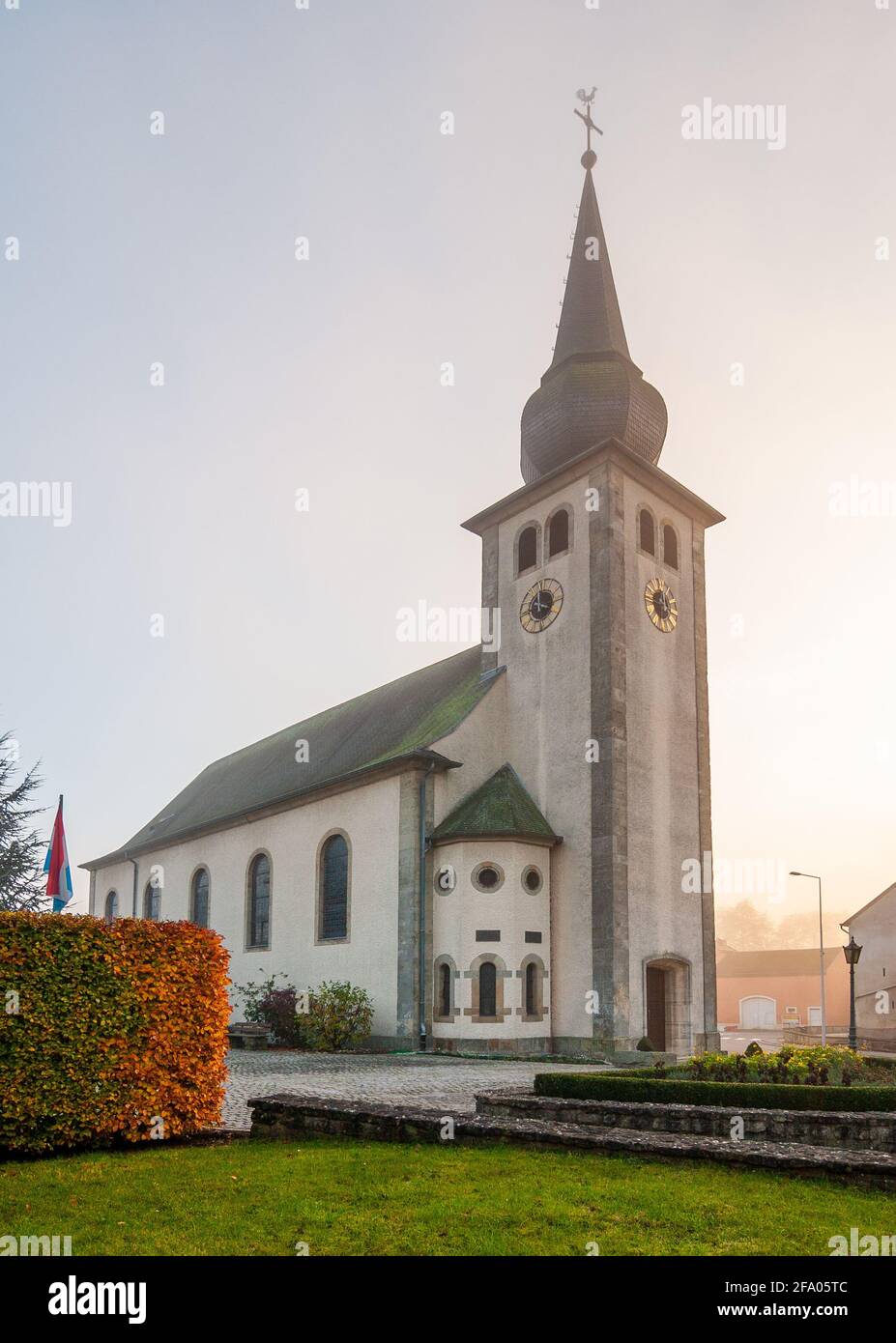 Christian church in Moutfort - Luxembourg Stock Photo - Alamy