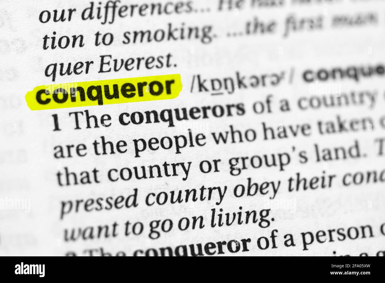 Highlighted word conqueror concept and meaning Stock Photo - Alamy