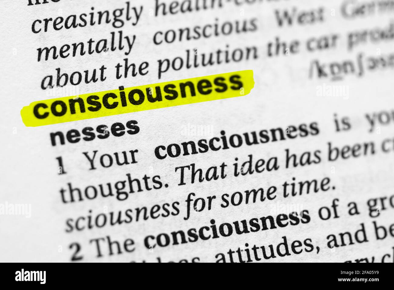 Highlighted word consciousness concept and meaning Stock Photo - Alamy
