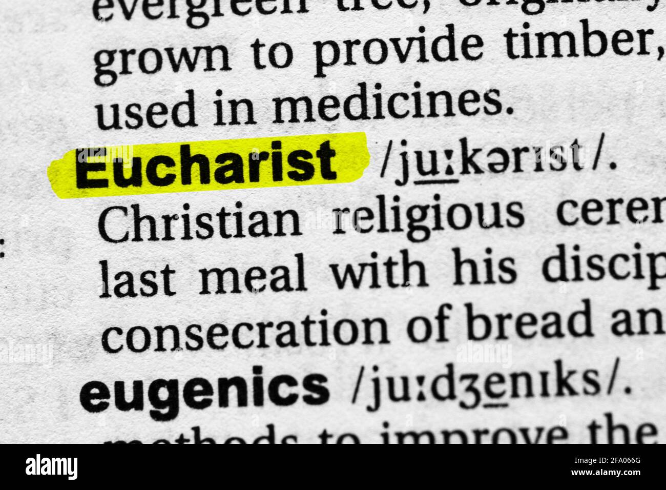 Highlighted word eucharist concept and meaning Stock Photo - Alamy
