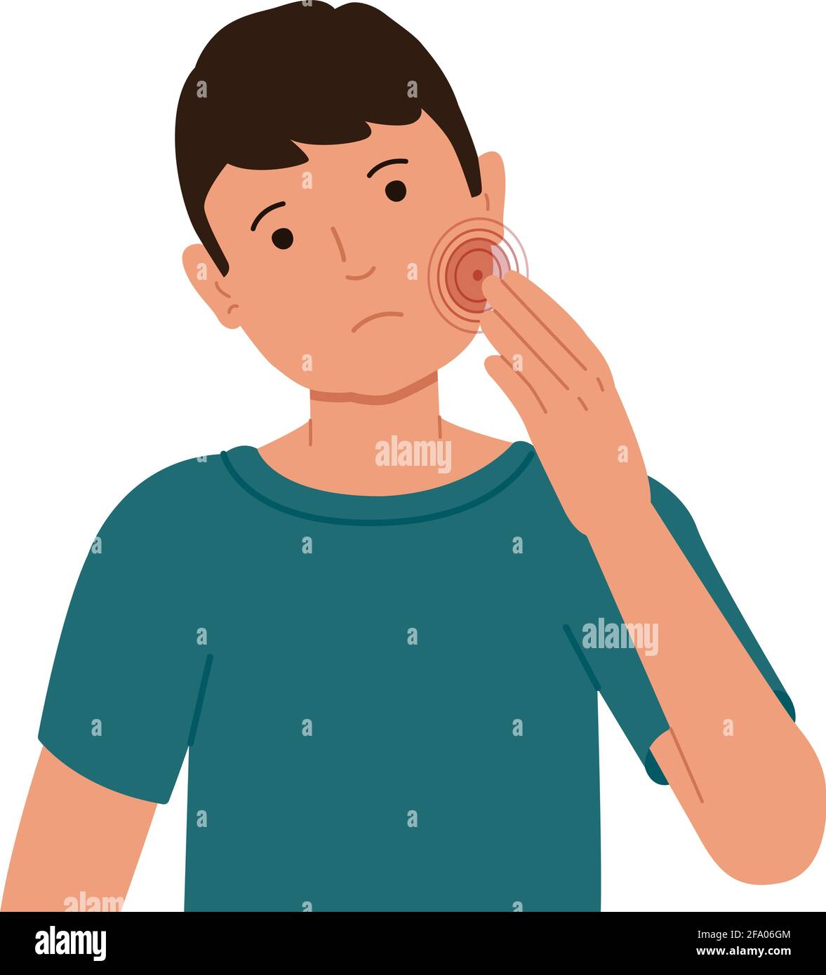 Guy with a pain in the cheek. Vector illustration of a toothache Stock ...