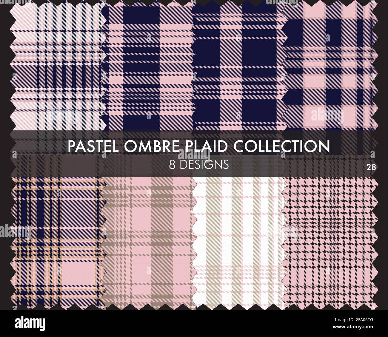 Ombre Plaid textured seamless pattern collection includes 8 design ...