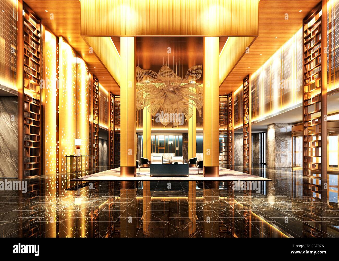 3d render of hotel reception lobby hall Stock Photo - Alamy