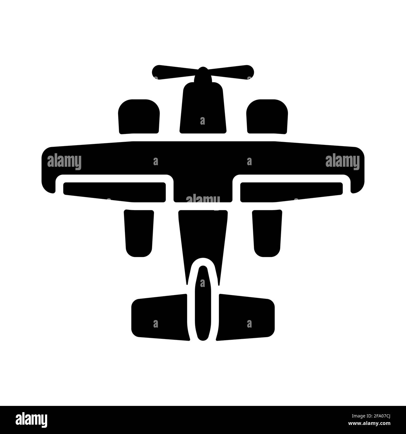 Small amphibian seaplane, plane flat vector glyph icon. Graph symbol ...