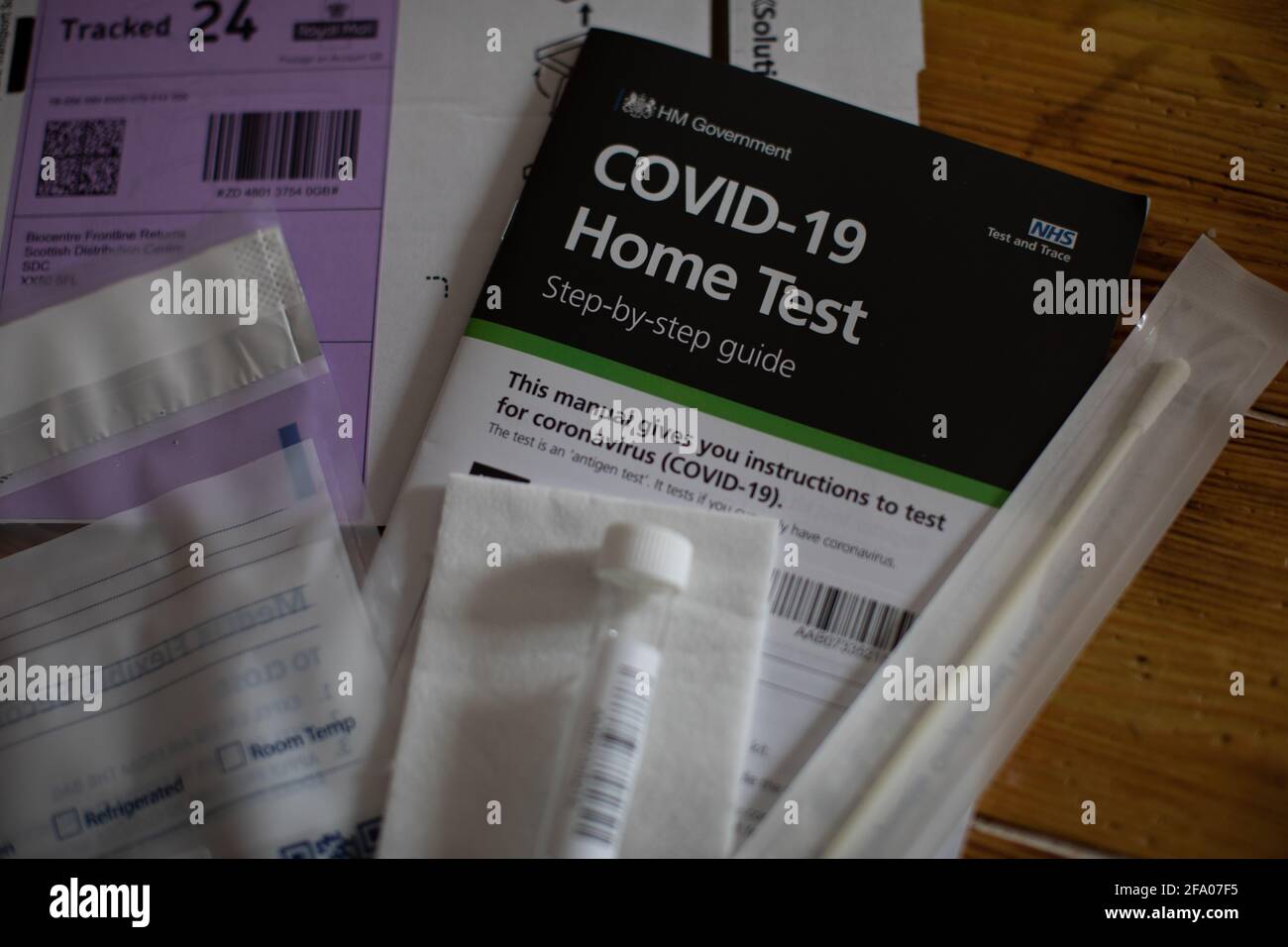 Uk government home testing kit for Covid 19 Stock Photo - Alamy