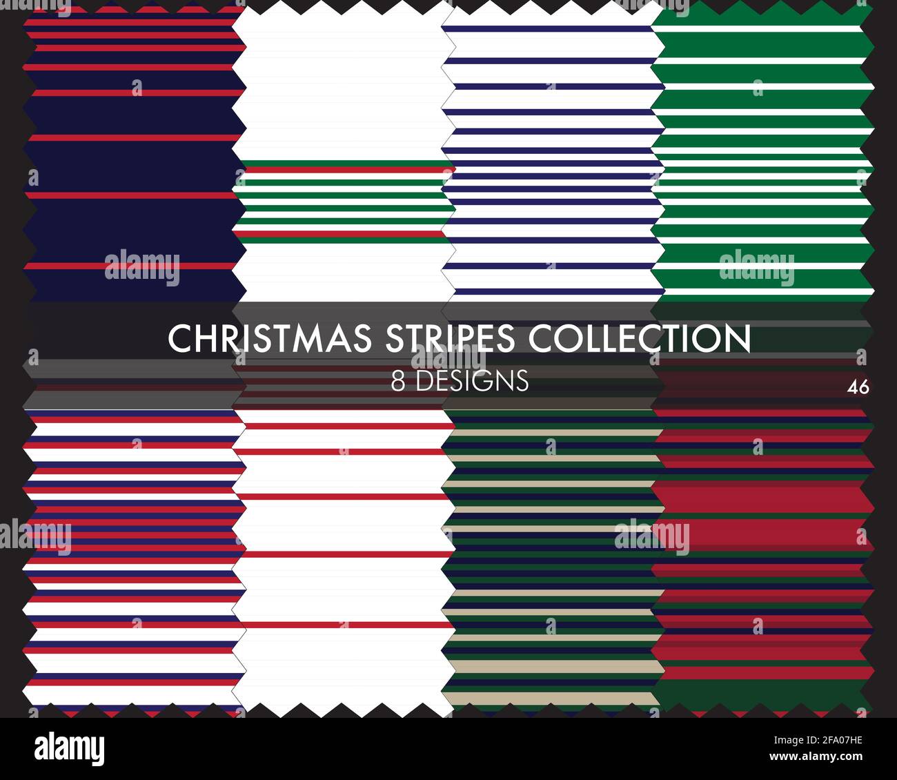 Striped seamless pattern collection includes 8 designs for fashion ...