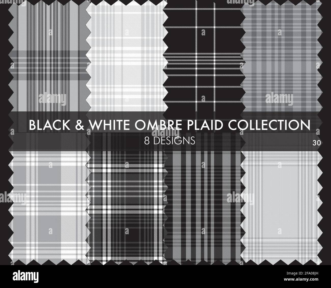 Ombre Plaid textured seamless pattern collection includes 8 design ...