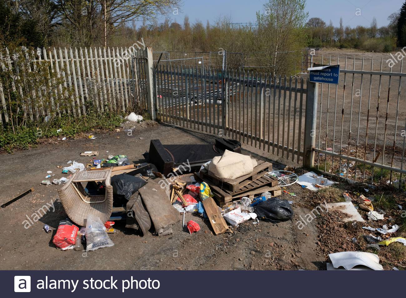 Fly tipping at the side of the road Stock Photo - Alamy