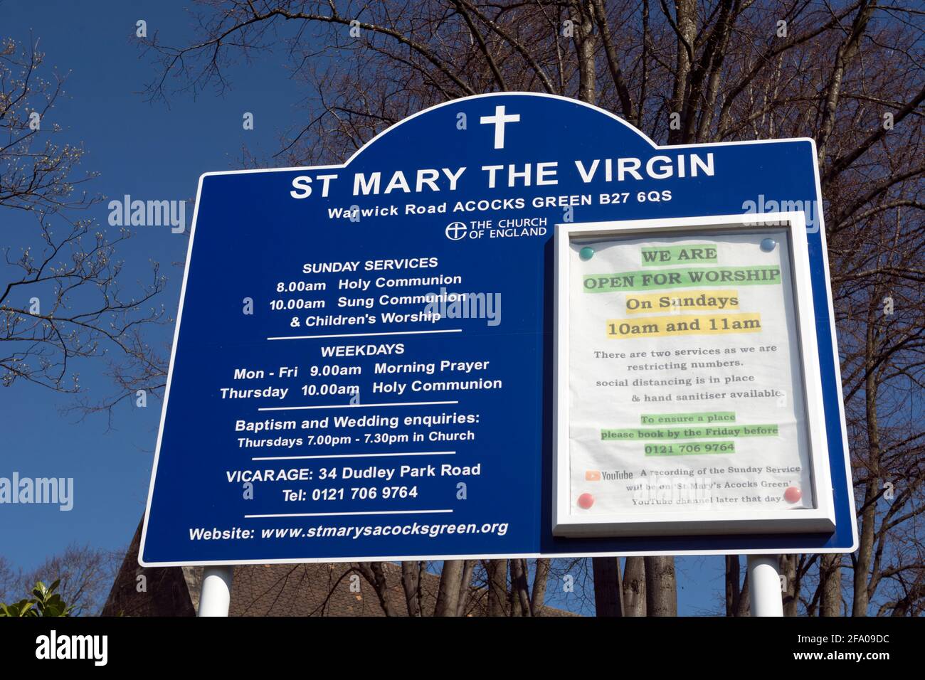 St Mary the Virgin Church board, Acocks Green, West Midlands, England ...