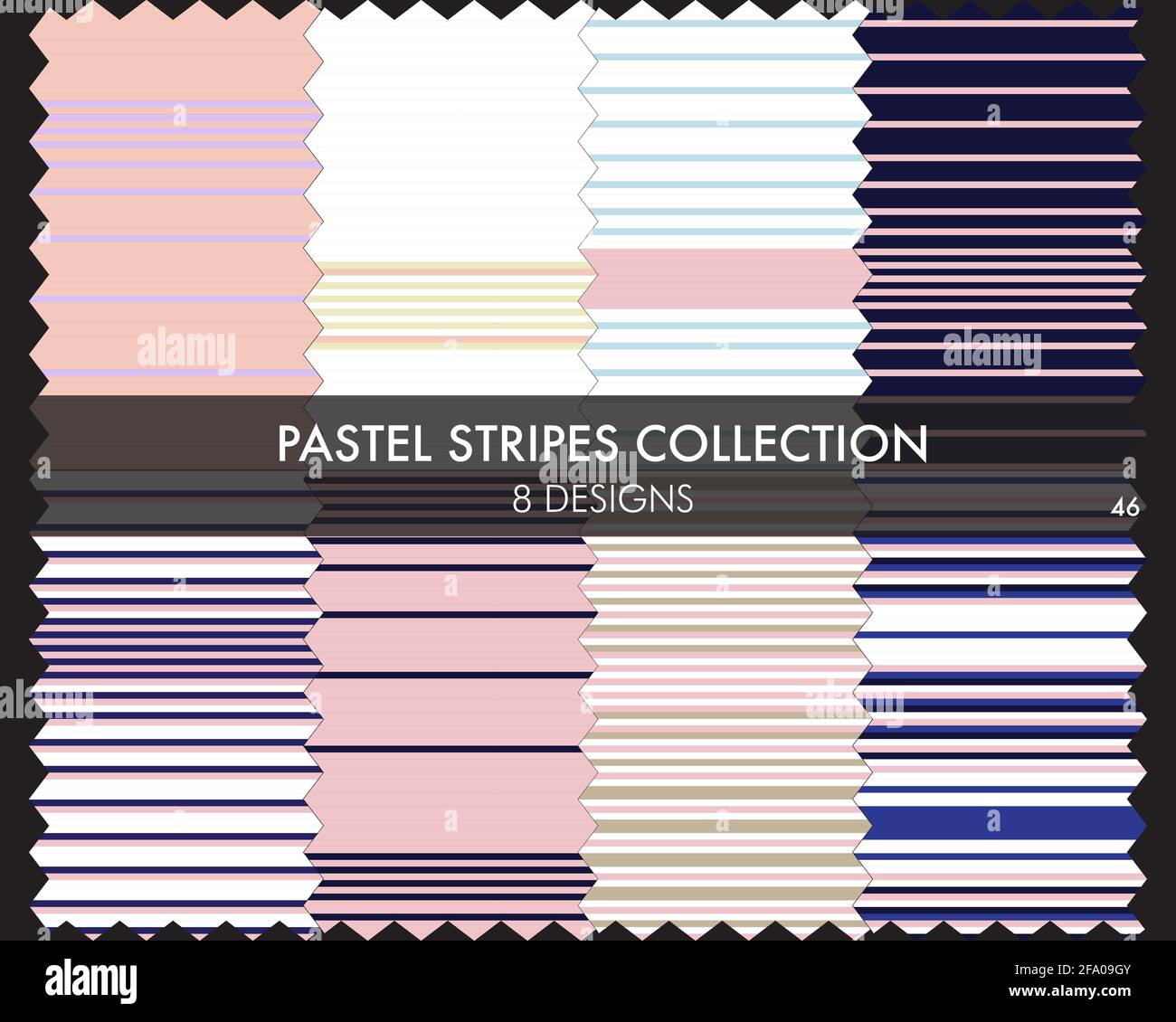 Striped seamless pattern collection includes 8 designs for fashion ...