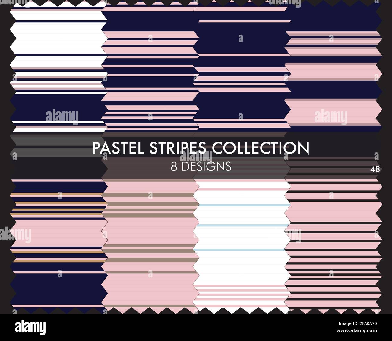 Striped seamless pattern collection includes 8 designs for fashion ...