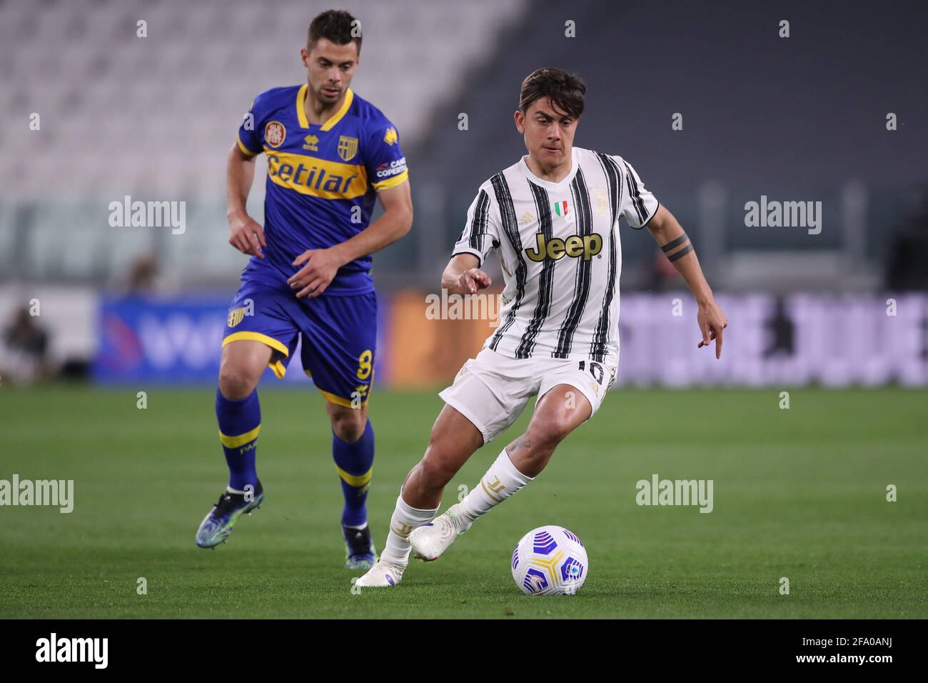 Turin, Italy, 21st April 2021. Alberto Grassi of Parma Calcio pursues ...
