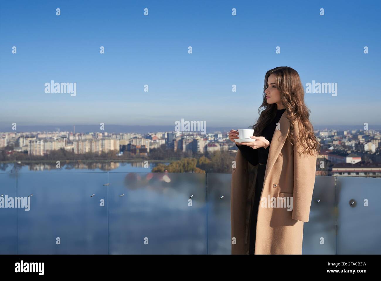 Beautiful brunette enjoying amazing view hi-res stock photography and ...