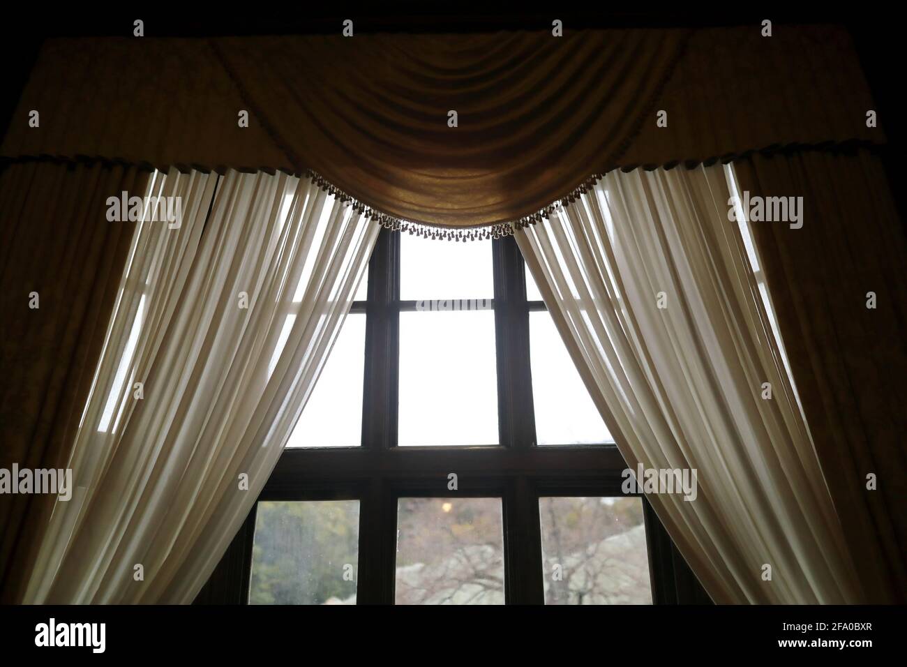 Window with curtains in old mansion Stock Photo - Alamy