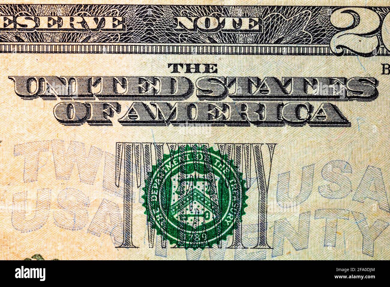 Closeup of USD banknote details - world money, inflation and economy ...