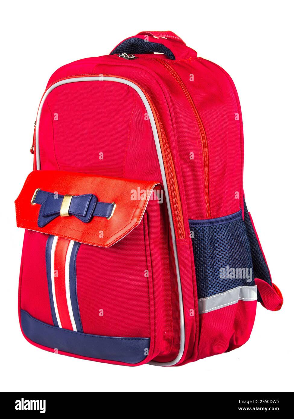 Children's school backpack in red color isolated on a white background ...