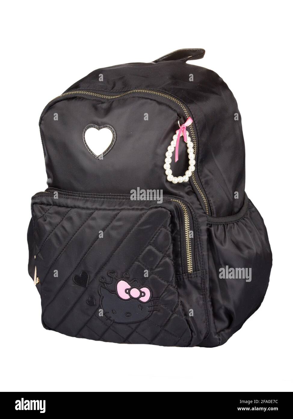 Children's backpack for children in black color isolated on a white ...