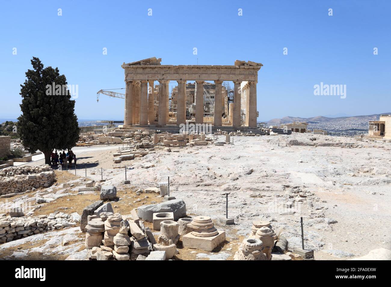 View of Parthenon temple on the Athenian Acropolis, Greece Stock Photo ...