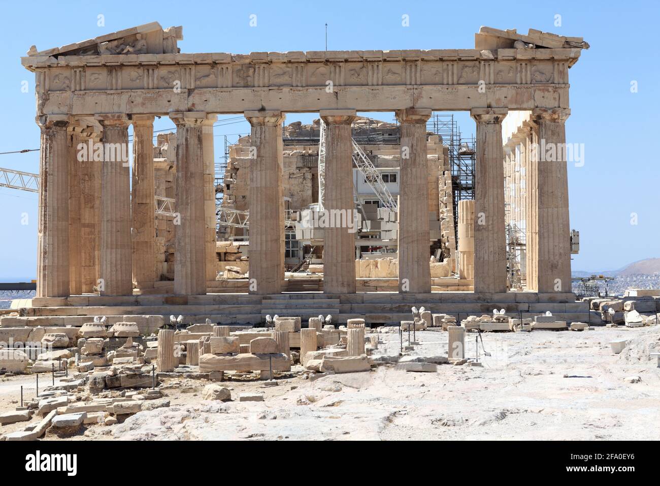 Front of Parthenon temple on the Athenian Acropolis, Greece Stock Photo ...