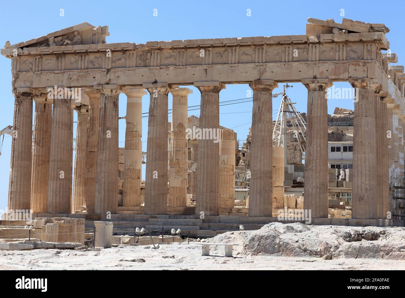 Facade of the Parthenon temple on the Athenian Acropolis, Greece Stock ...