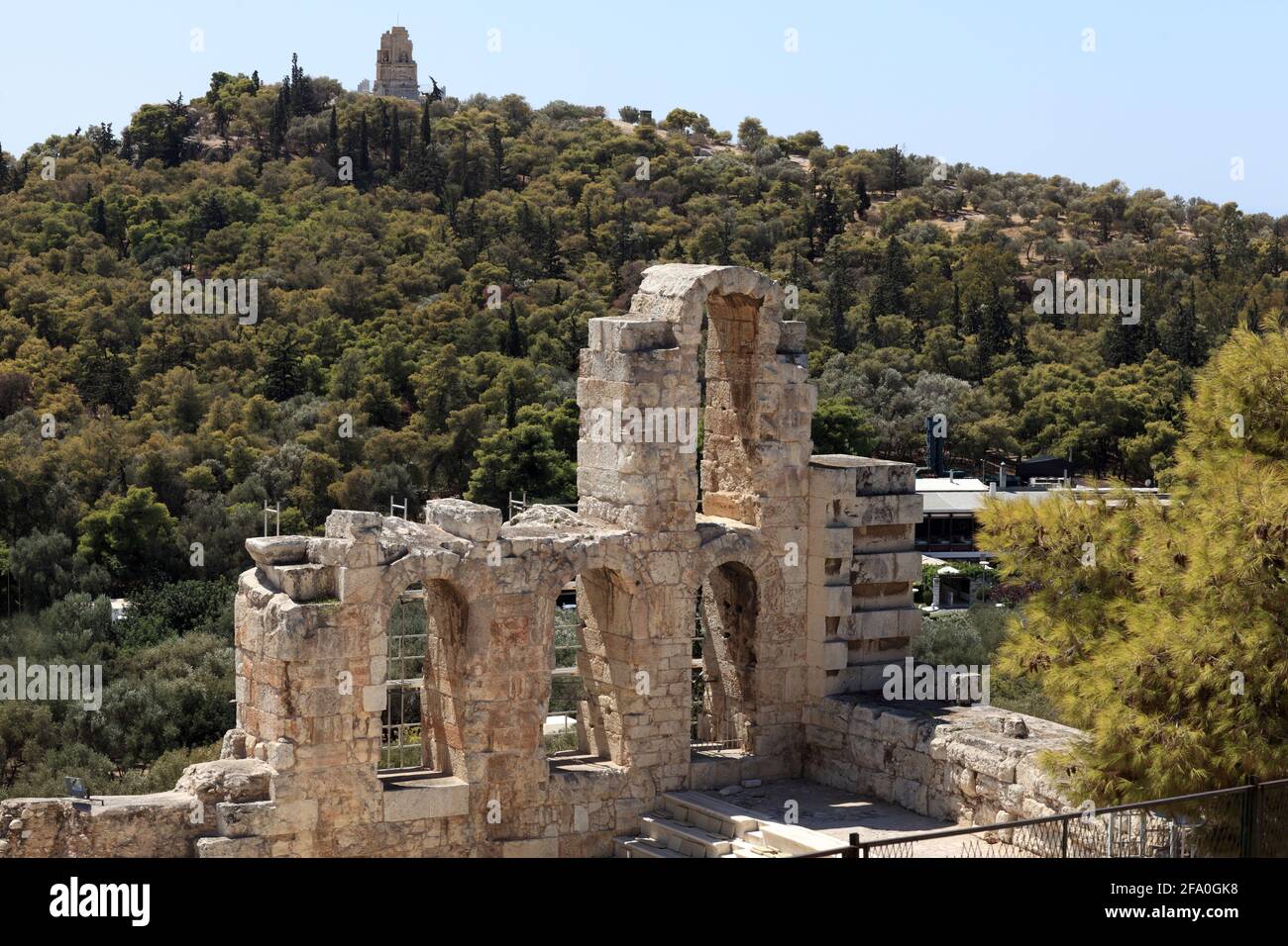 Details of wall of Odeon of Herodes Atticus is located on the south ...
