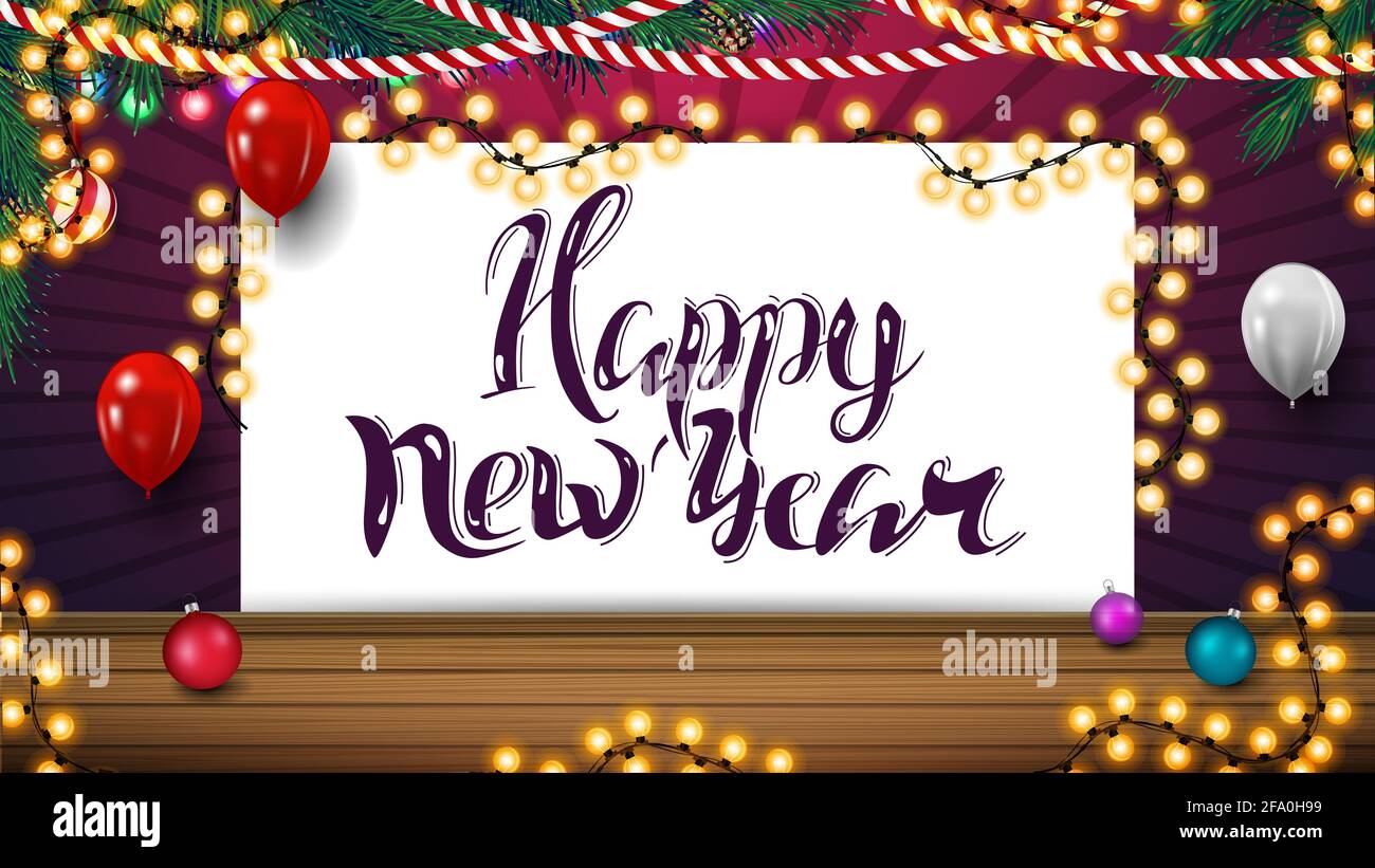 Happy New Year, greeting postcard for your creativity with white paper ...