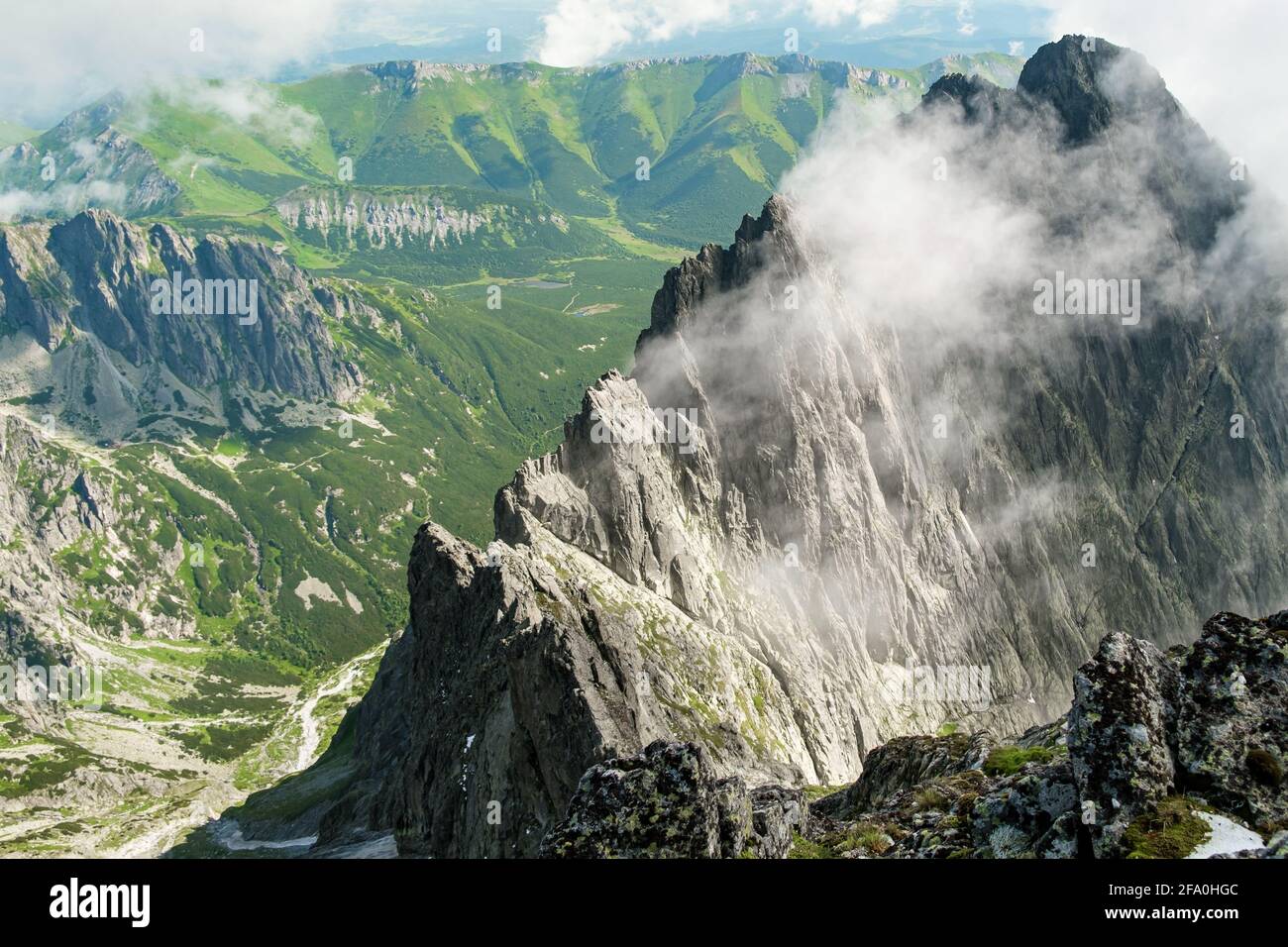 Aerial view of mountain and rock landscape in High Tatras Stock Photo ...